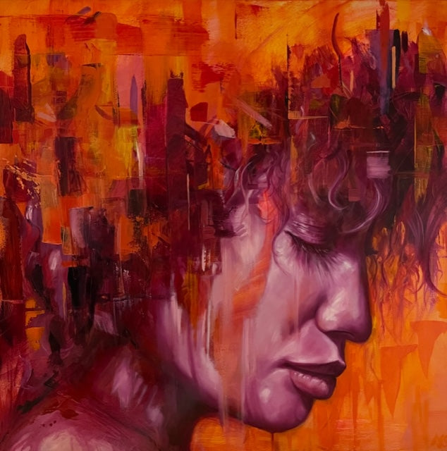 SOLD - 'Purple Rain' - original oil painting 36x36 inches (framed) – Michael Sutherland Art